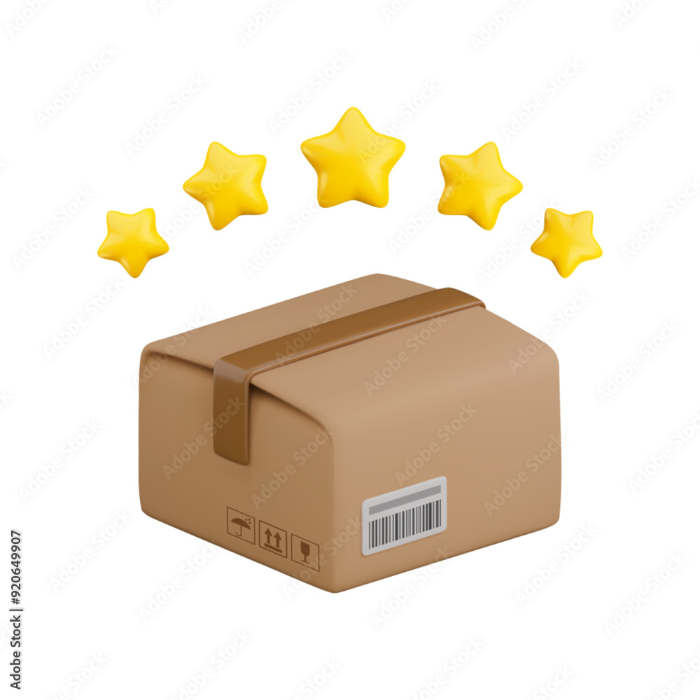 Vector cartoon 3d premium parcel icon. Cute realistic closed carton box ...