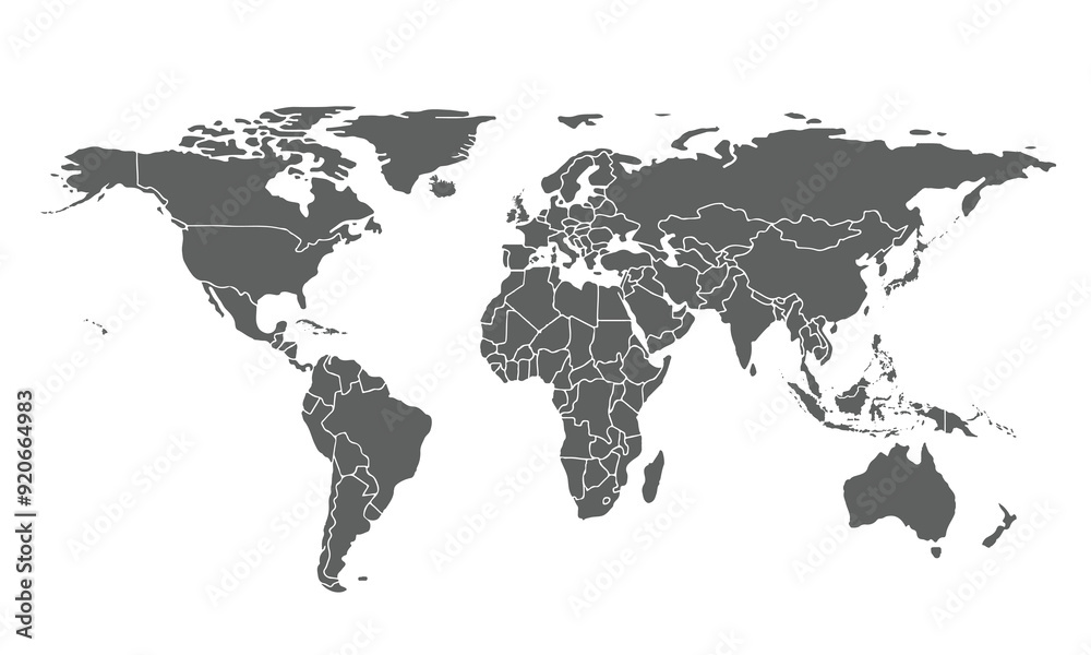 World map isolated on white background. for website layouts, background ...