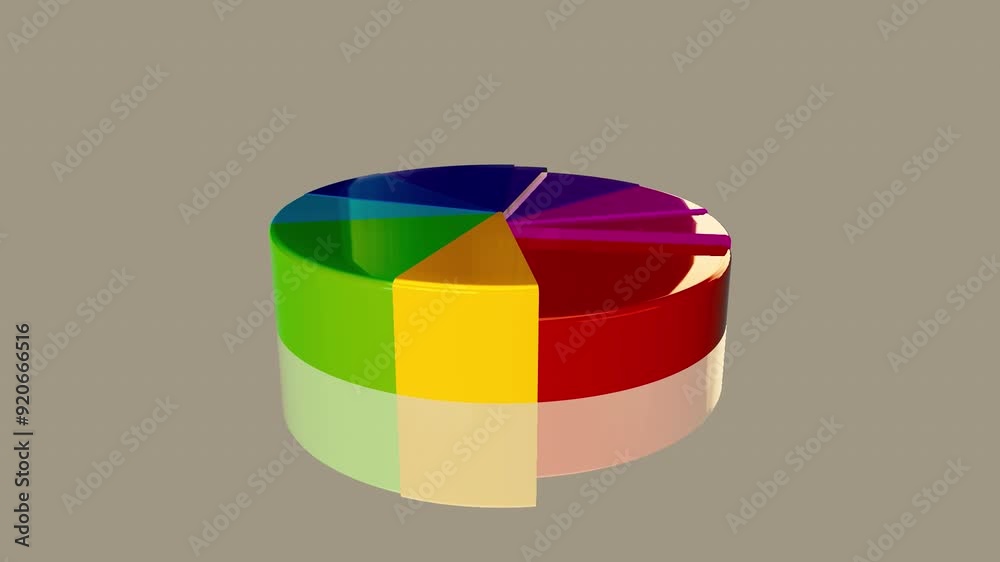 Pie flat Graph 3D animation, suitable for financial reports, data ...