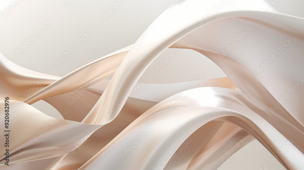 Minimalistic background with flowing abstract lines in light beige ...