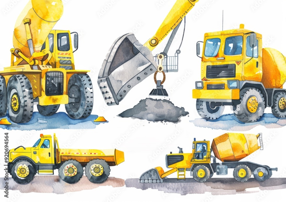 Clipart with construction machines dump truck, motor grader, wheel ...