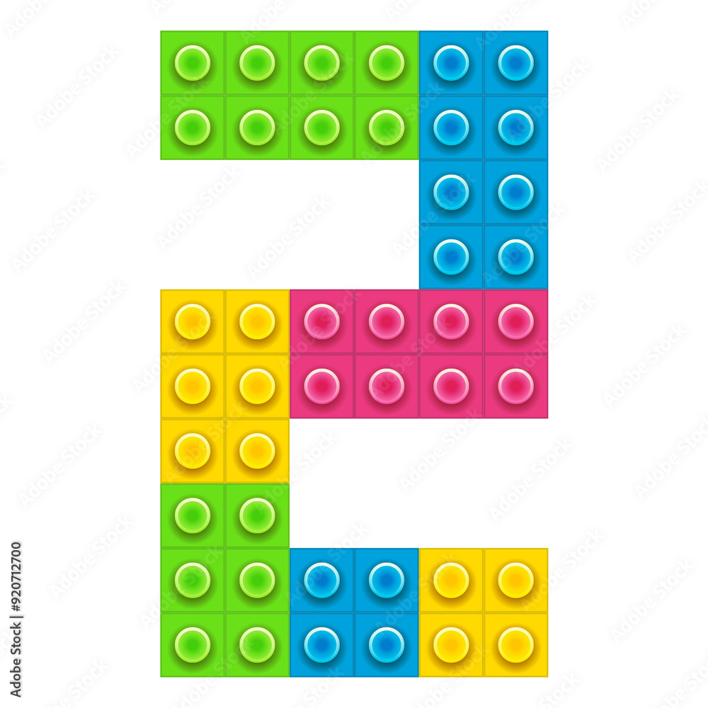 Colorful toy bricks building blocks numbers from 0 zero to 9 nine, flat ...