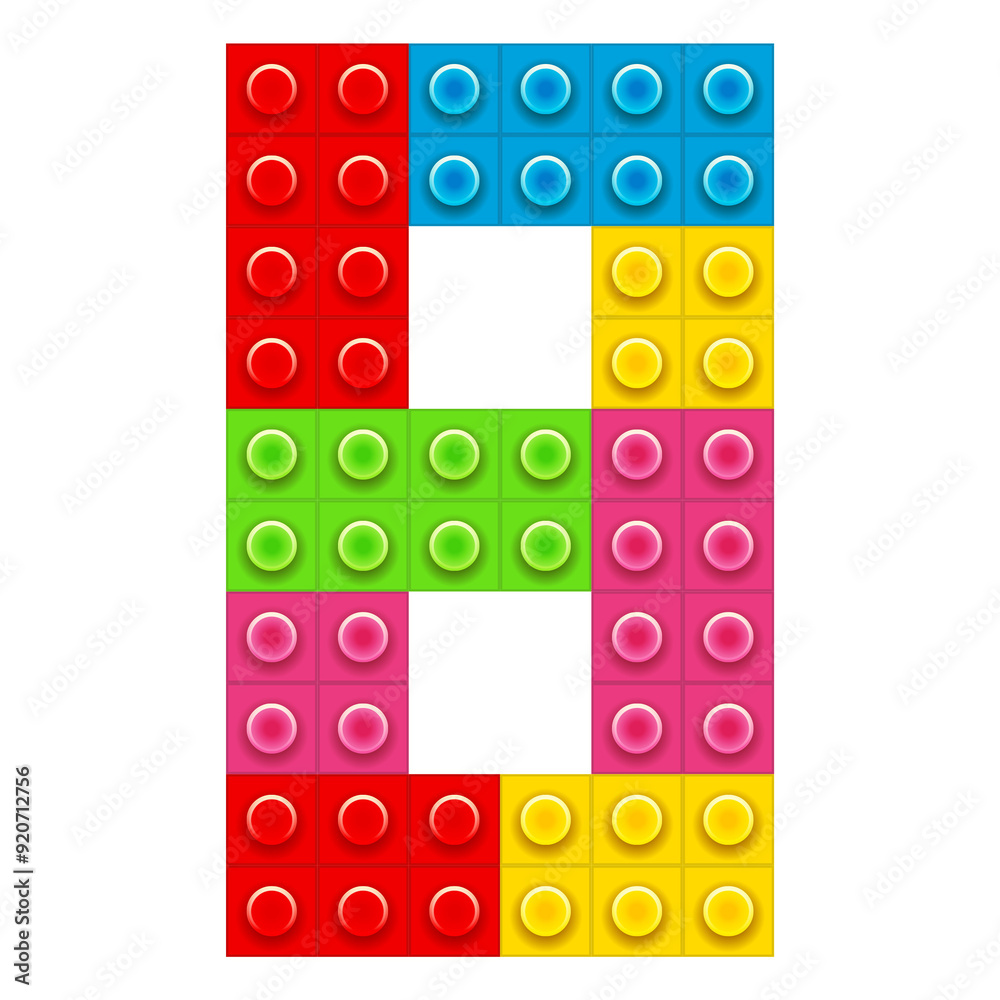 Colorful toy bricks building blocks numbers from 0 zero to 9 nine, flat ...