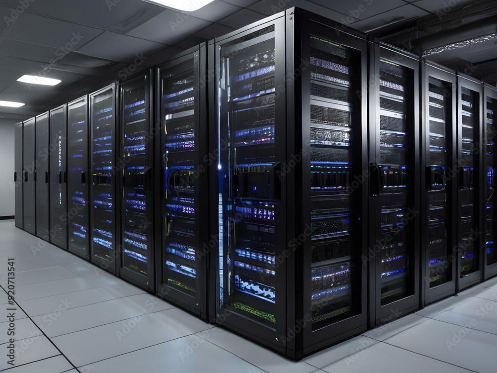 server room with servers Server racks in server room data center server ...
