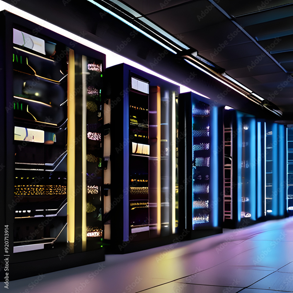 server room with servers Server racks in server room data center server ...