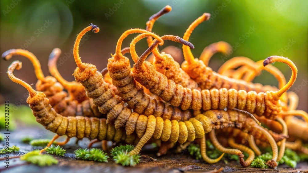 Magnified view of Cordyceps Sinensis, a rare Himalayan fungus ...