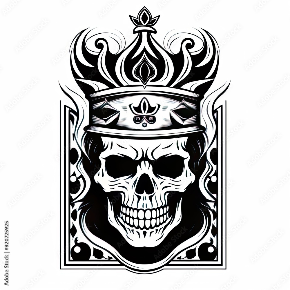 Grim Reaper-Inspired Gothic Skull Art Featuring Vintage Cranium with ...