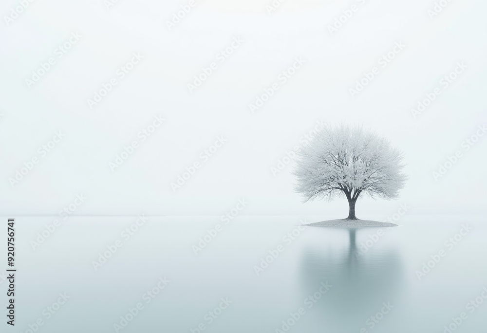 Surrealist Landscape: A White Tree as a Symbol of Hope in a Desolate ...