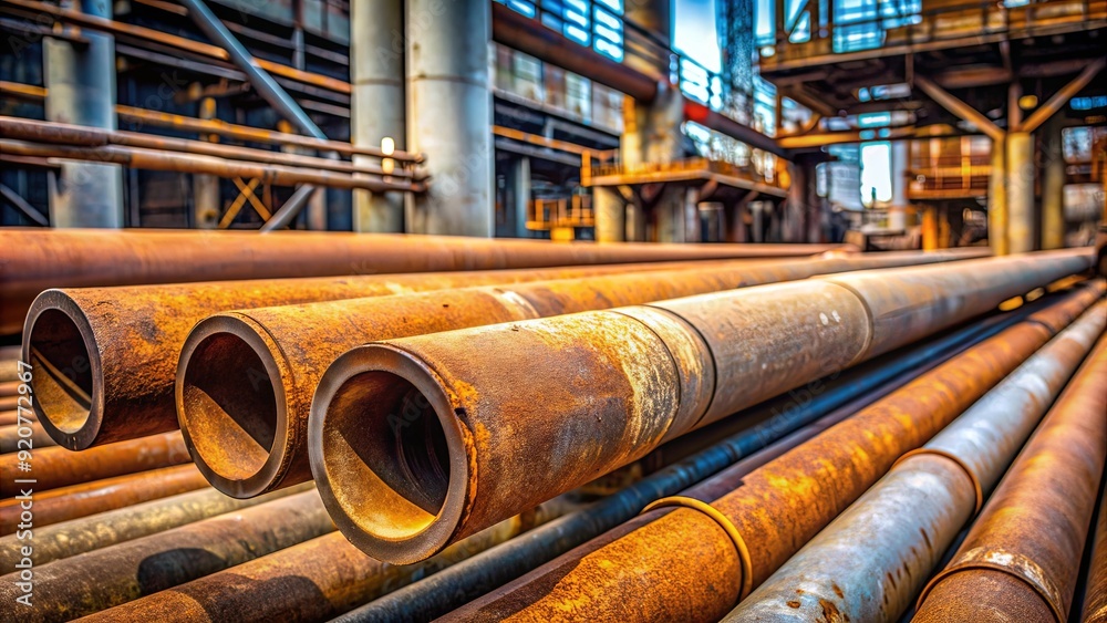 Rusty metal pipes with rust and corrosion, industrial background, rusty ...