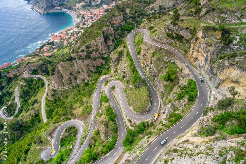Winding road - Lovcensky serpentine with dangerous turns that leads to ...