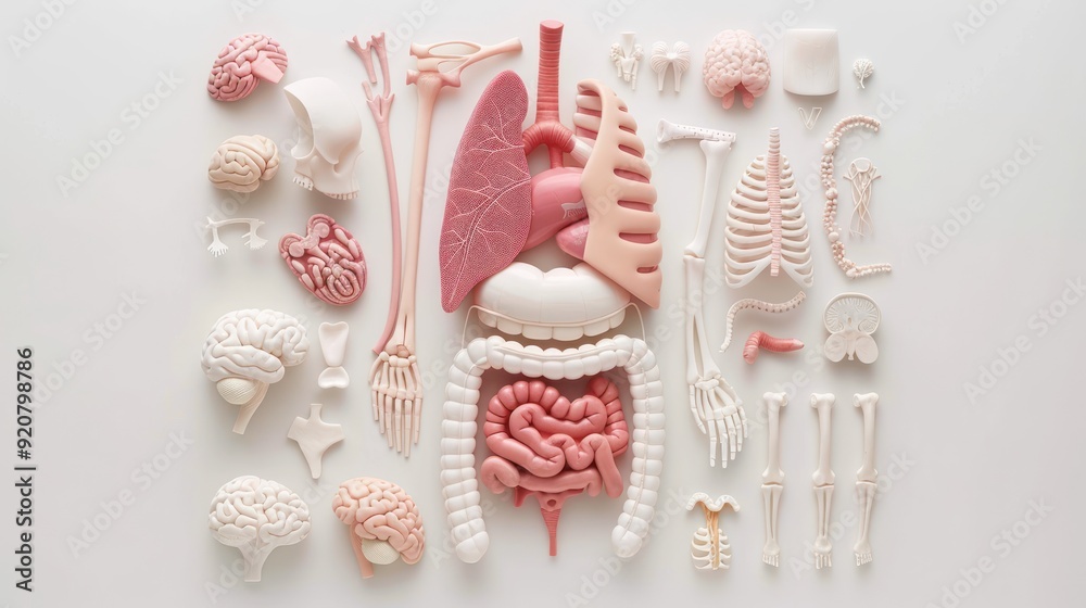 Detailed 3D Cross-Sectional View of Human Digestive System with Labeled ...