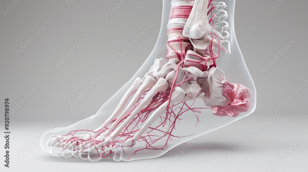 Detailed 3D Model of Human Foot Anatomy with Bones, Muscles, and ...