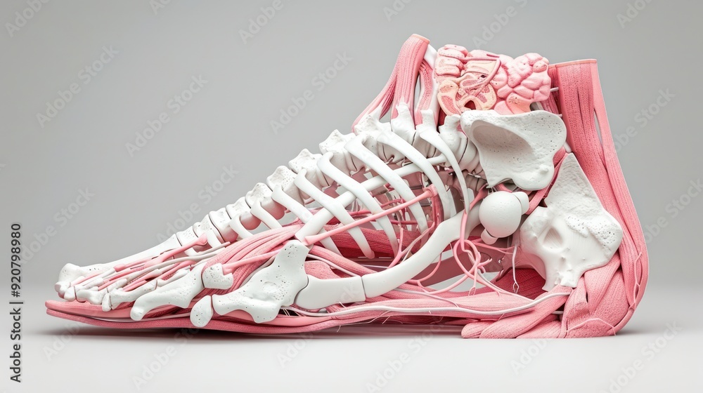 Detailed 3D Model of Human Foot Anatomy with Bones, Muscles, and ...