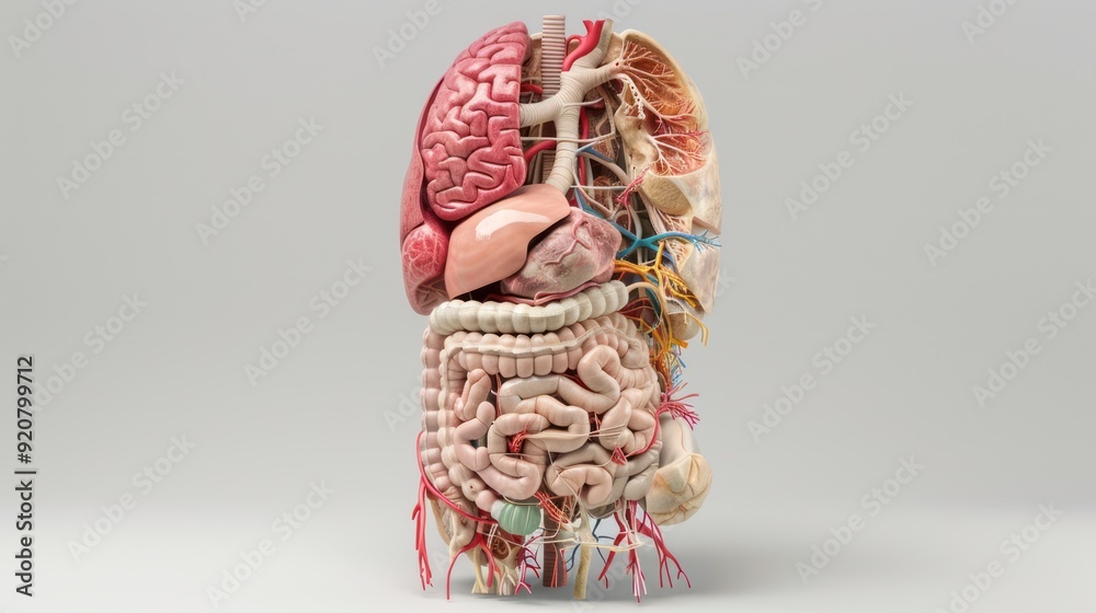 Detailed 3D Model of Human Abdominal Cavity with Liver, Pancreas, and ...
