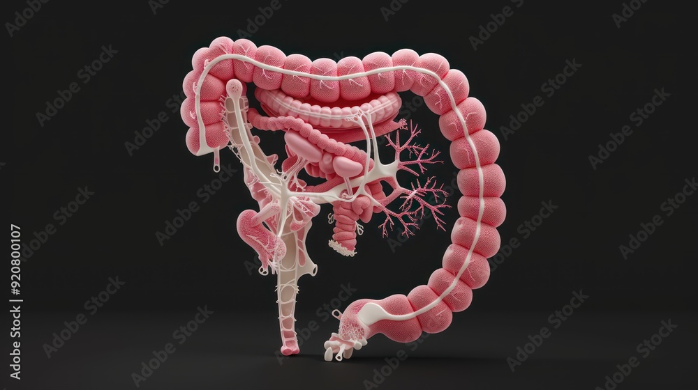 Detailed 3D Model of Human Large Intestine with Haustra and Taeniae ...