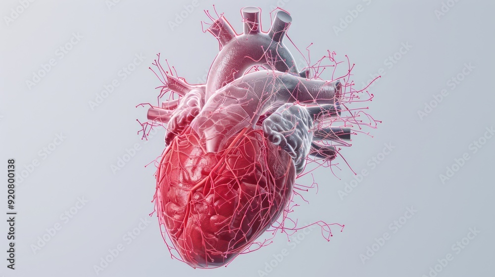 Intricate 3D Illustration of Human Heart's Electrical Conduction System ...