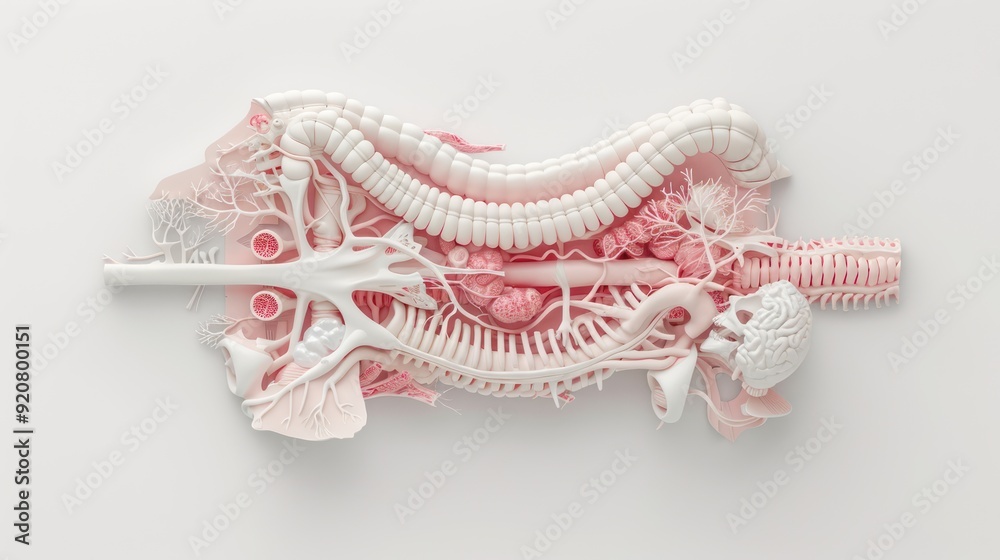 Detailed 3D Model of Human Large Intestine with Haustra and Taeniae ...