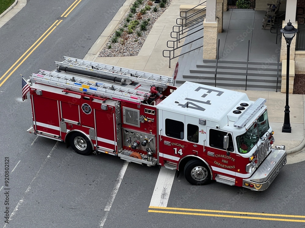Charlotte Fire Department fire truck engine responding to a call Stock ...