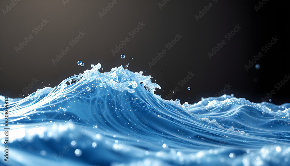 Abstract Sea Waves Quantum Particles Bouncing Rapidly in 3D Hologram ...