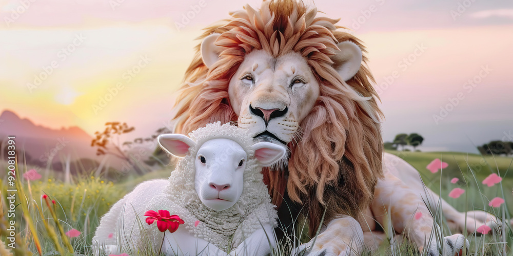 ภาพประกอบสต็อก Jesus Christ: Lamb of Sacrifice, Lion of Triumph. The ...