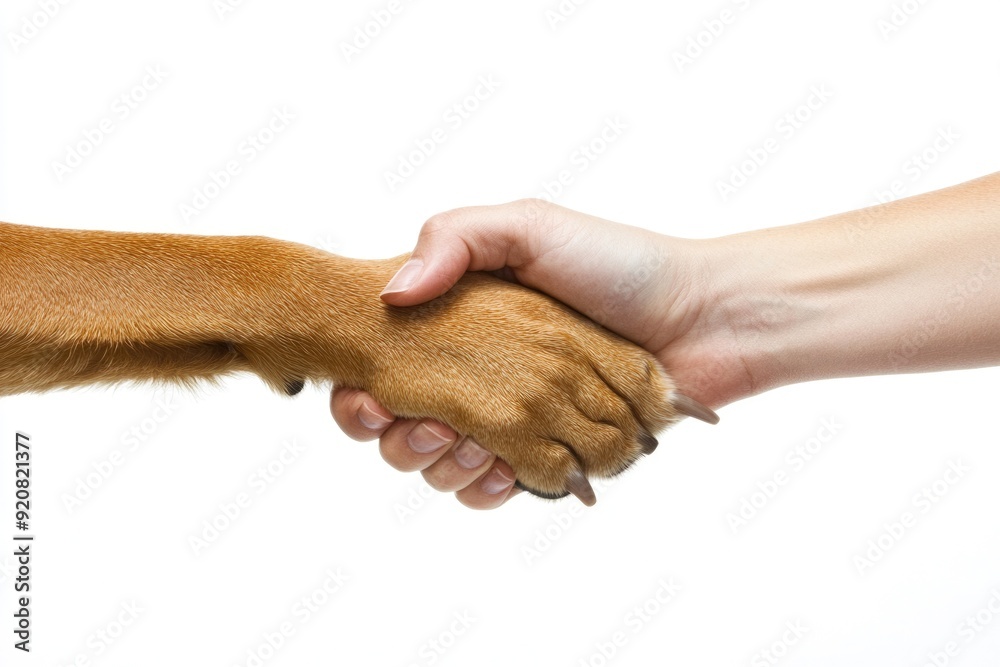 Dog Handshake. Symbol of Agreement and Partnership Concept with Hand ...