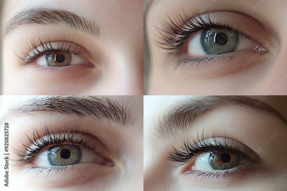 collage of photos before and after the eyelash lamination procedure ...
