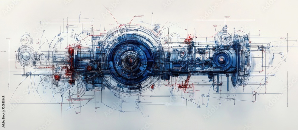 Technical Drawing of a Complex Mechanism Stock Illustration | Adobe Stock Technical Drawing of a Complex Mechanism Stock Illustration | Adobe Stock