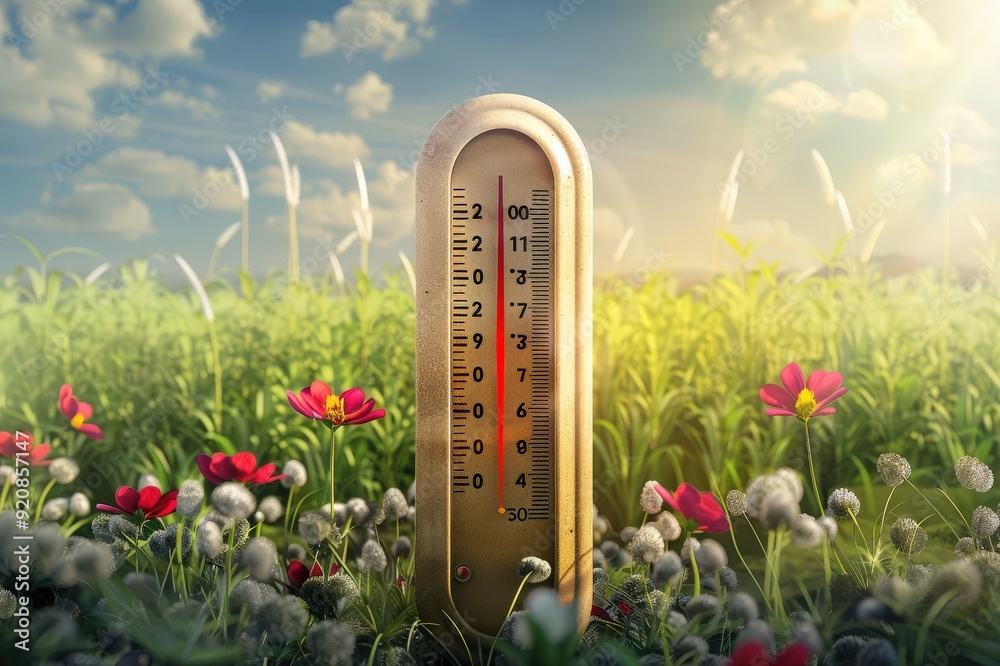 Thermometer indicating high temperatures - 40 degrees Celsius. Days ...