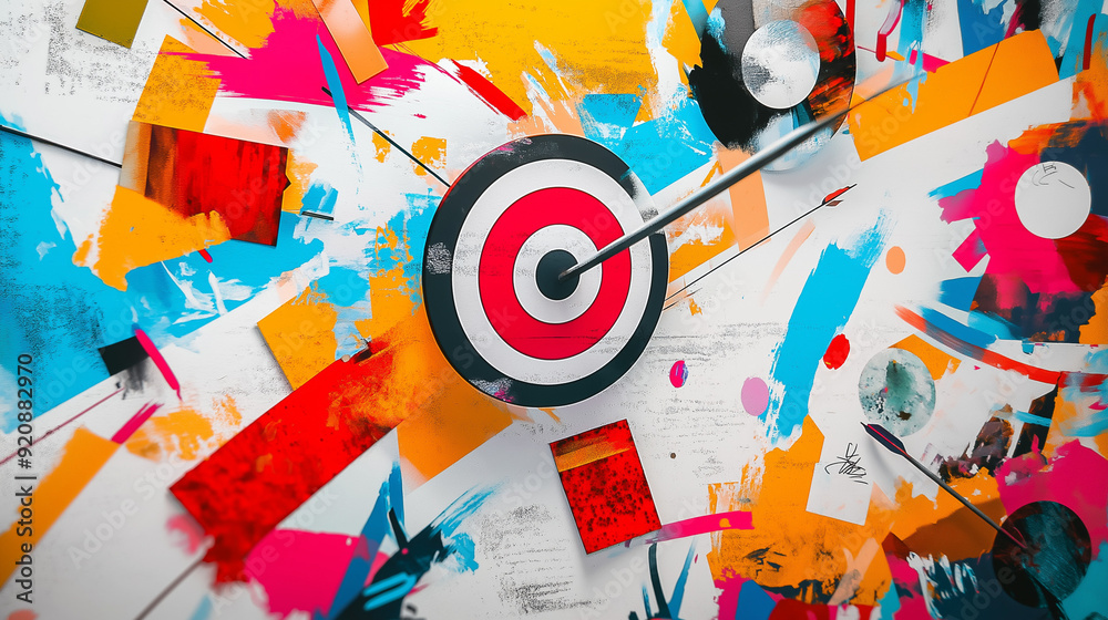 High contrast art collage depicting brand positioning strategies with a ...