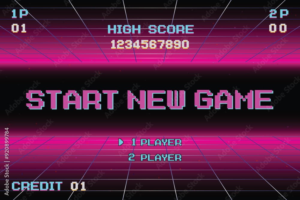 START NEW GAME play .pixel art .8 bit game. retro game. for game assets ...