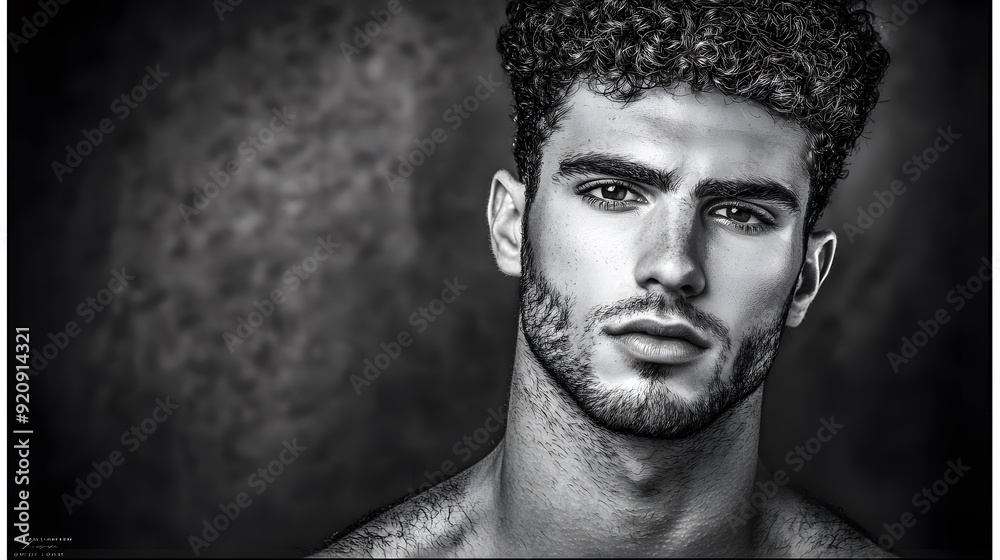 Male Model in Elegant Pose with Soft Lighting. A male model is posing ...