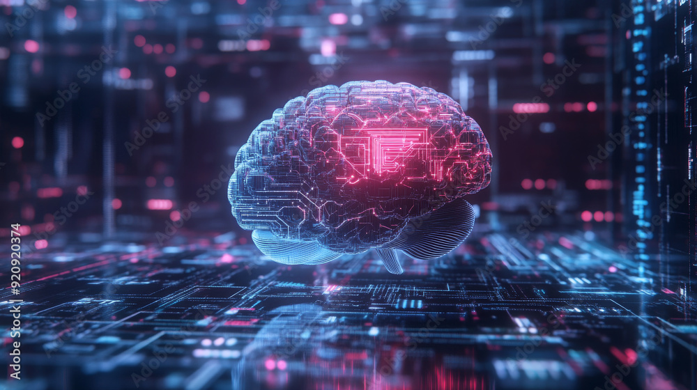 Brain. Digital brain. 3D science and technology concept. Neural network ...