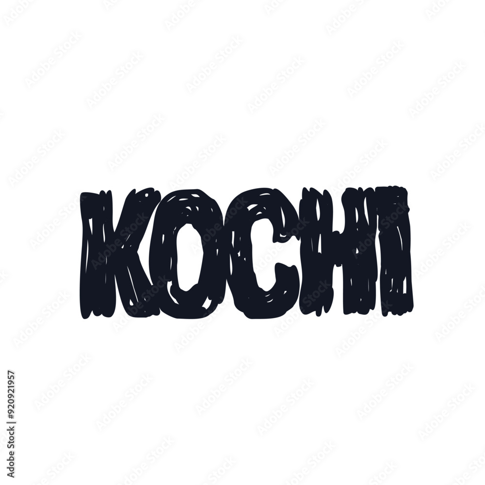 Kochi city logo icon sign Hand drawn ink sketch Decorative graffiti ...
