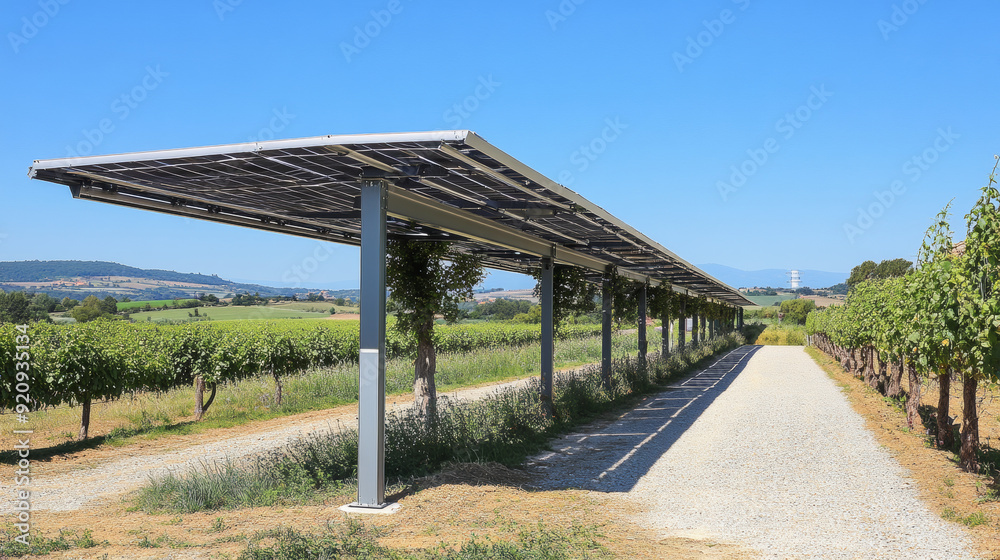 Agrivoltaic canopy installed in France. Stock Illustration | Adobe Stock