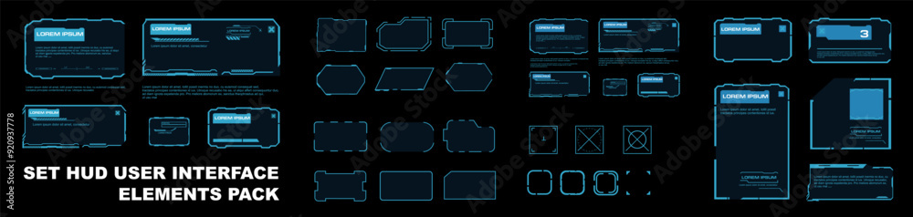 Vector set of neon borders and frames for HUD user interface. Frames ...