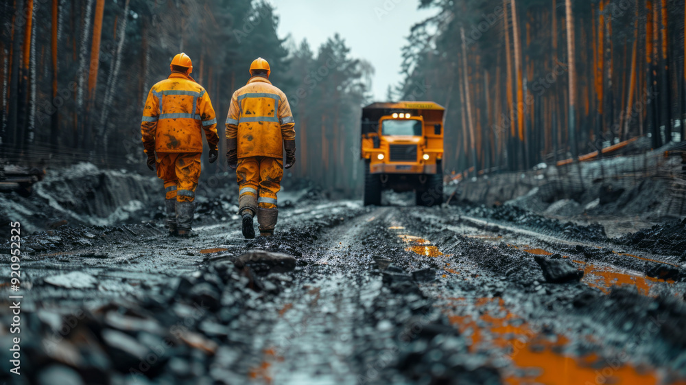 Road construction supervision team Civil engineers work at road ...