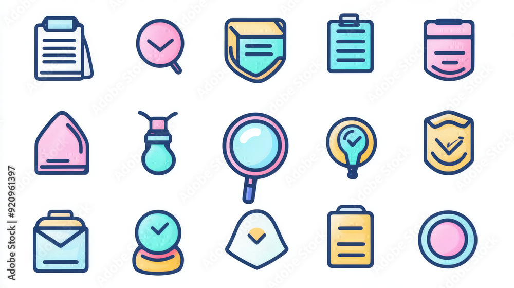 ภาพประกอบสต็อก Checklist line icon set. Editable stroke. Vector ...