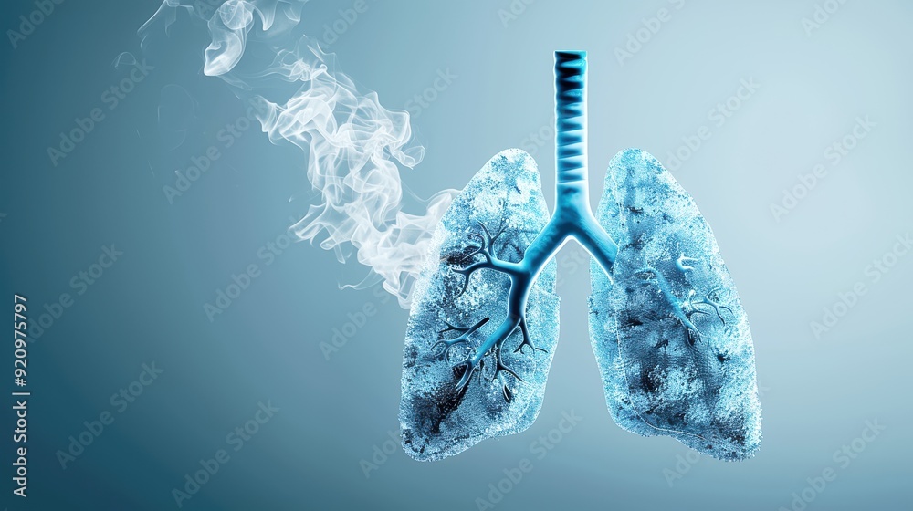 Smoking concept: human lungs with smoke illustrating the harmful ...