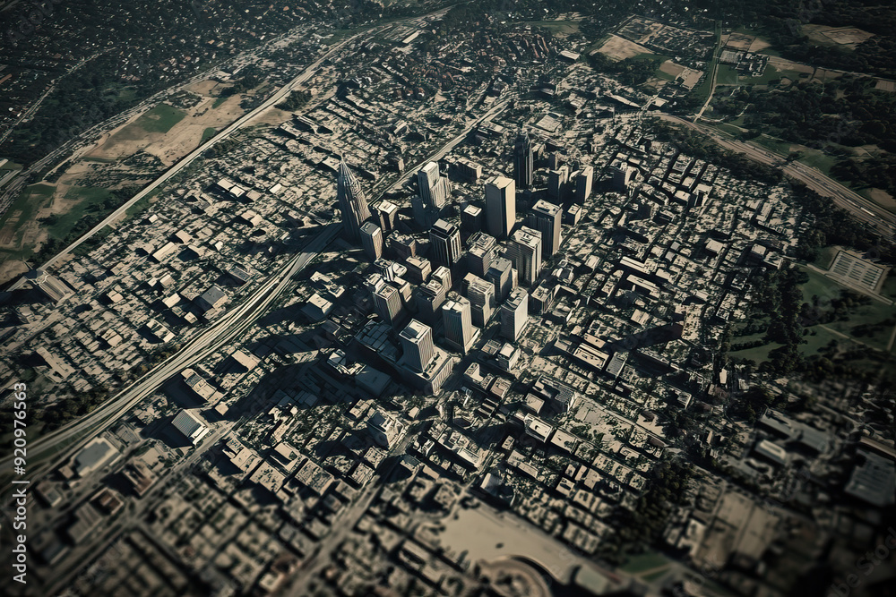 Technical aerial visual, 3D LiDAR GIS aerial map satellite scan model ...