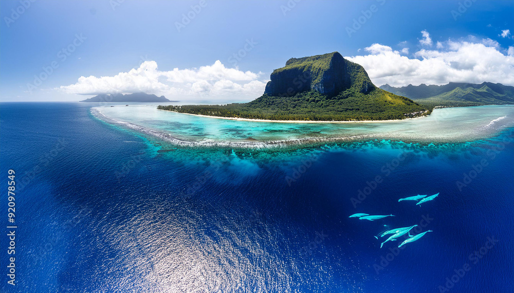 Indian Ocean, Mauritius Whales and sperm whales and vibrant coral reefs ...