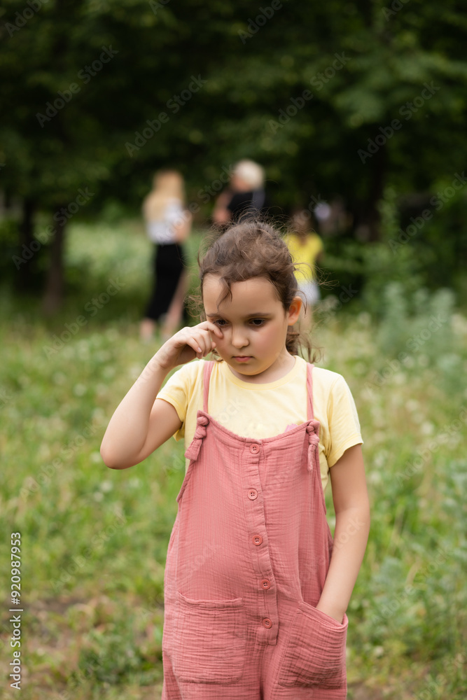 Sad, Serious pensive little kid girl preschool child crying unhappy ...