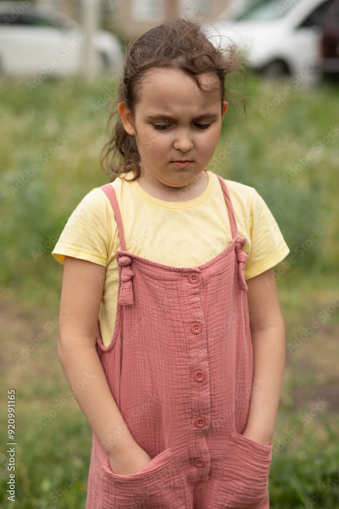 Sad, Serious pensive little kid girl preschool child crying unhappy ...
