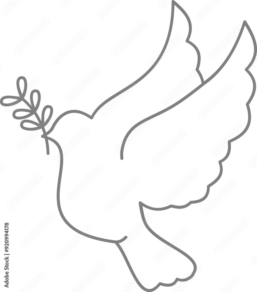 Dove Line Drawing Vector Illustration Stock Vector | Adobe Stock
