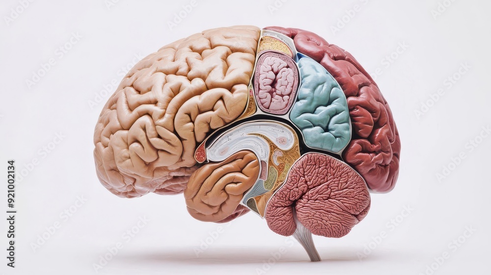 Brain split into different zones, each associated with a different ...