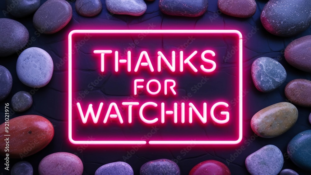 Isolated neon sign of the text THANKS FOR WATCHING frame logo on the ...