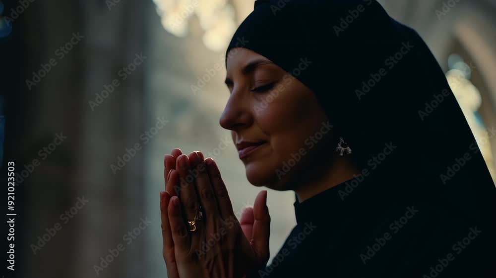 Nun prayer woman vows dedicate her life religious service. Chastity and ...