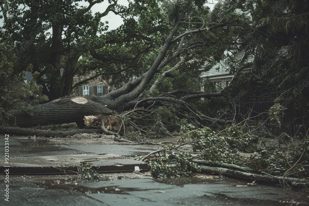 Trees uprooted and toppled over, A tree has been uprooted, now lying on ...