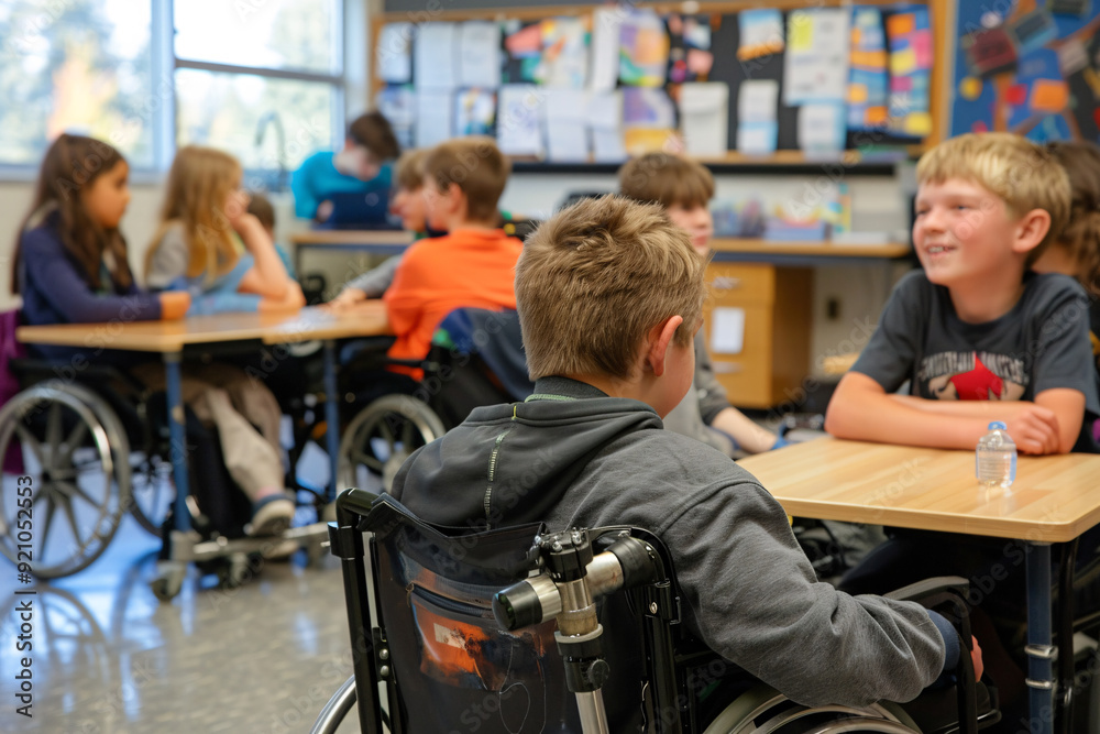 Students with disabilities participating in group activities, special ...