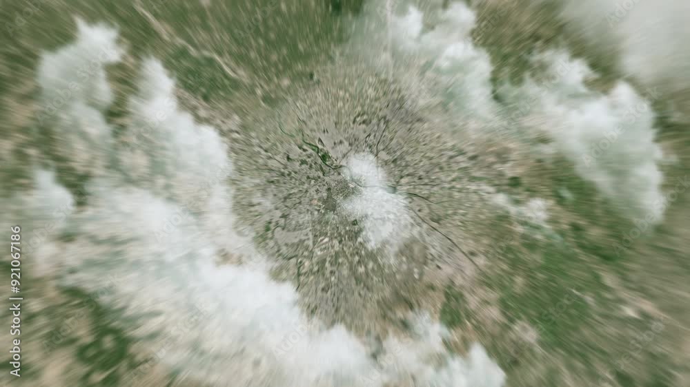 Zooming on Delhi, India. Earth zoom in from outer space to city. The ...