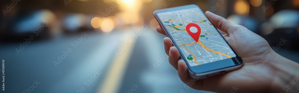 Hand Holding a Smartphone with GPS Navigation App – High-Resolution ...